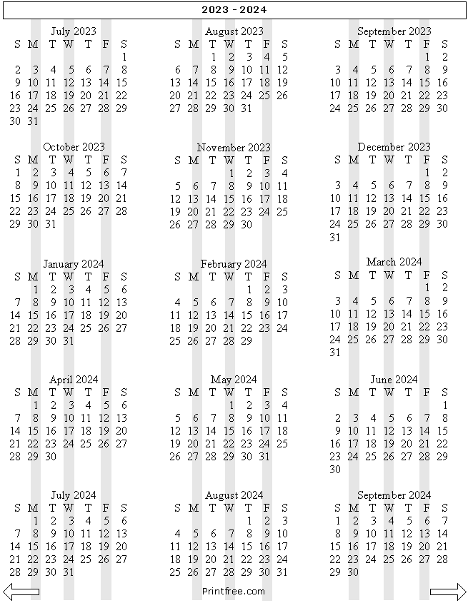 15 Month School Year Calendar 2023 2024